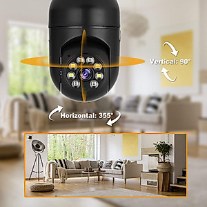 EVERSECU Tuya Smart Security Camera with E26/E27 Connector 1080P Wireless WiFi CCTV PTZ Camera 2-Way Audio/Motion Detection/Auto Tracking/Night Vision(2pcs)