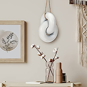 OFIDELITY Wood Knot Decor, 2-Link Wood Chain Link Decor, Farmhouse Rustic Home Decor, Hand Carved Boho Wood Modern Home Decorations for Living Room, Farmhouse Coffee Table Shelf Decor