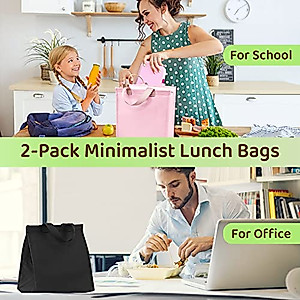 Deegotech Lunch Bag Women, 2Pack Large Insulated Lunch Box, Reusable Cooler Bags for Adult Men, Leakproof Lunch Tote Bags for Work Office Camping Picnic [Pink+Black]