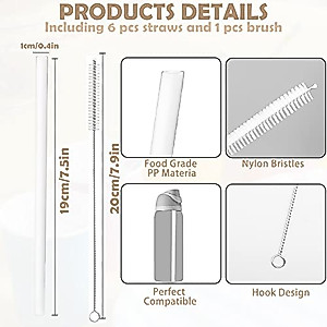 6Pcs Straw Replacement for Owala Water Bottle,Reusable Plastic Straws Clear Drinking Straws with Cleaning Brush,Straws for tumblers Long Compatible with 14 oz/ 24oz/ 25oz/32oz/40oz,Bottle Accessories
