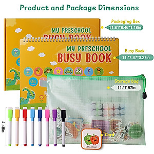 Dinhon Busy Book Preschool Learning Activities Latest 30 Themed - Workbooks Activity Binders Travel Toys for Toddlers, Autism Learning Materials and Tracing Coloring Books Montessori Toys for Age 3 +