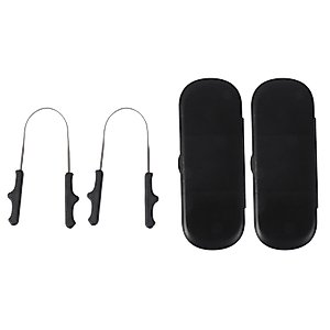 2 Sets Stainless Steel Scraper Medical Grade Reusable Cleaning Tool with Storage Case for Women Adults Kid Men (Black)
