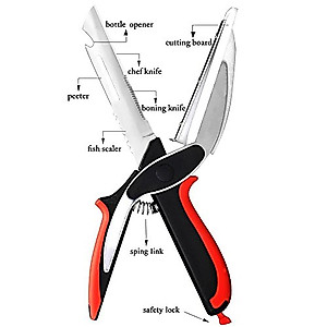 Food Cutter Choppers Meat Scissors Kitchen Shears,Quick Vegetable Slicer with Cutting Board Knife Kitchen Must Haves Chopping Scissors for Kitchen