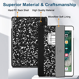 Fintie Case for iPad 6th / 5th Generation (2018/2017), iPad Air 2 / Air 1 (9.7 Inch) - Lightweight Slim Shell Standing Cover with Auto Wake/Sleep Feature, Composition Book Black