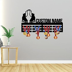 Metal Sign Led Light, Custom Name Skating Medal Hanger with Led Light, Medal Holder Display Rack for Awards and Ribbons, Tiered Award Rack, Sports Medal Hanger