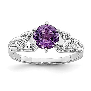 IceCarats 925 Sterling Silver Purple Amethyst Celtic Trinity Ring Gemstone Band Size 6