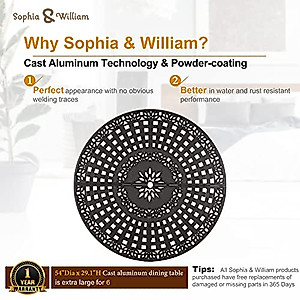 Sophia & William 6-Person Round Cast Aluminium Outdoor Dining Table, Patio Bistro Table with 2.2" Umbrella Hole for Porch Backyard, Bronze