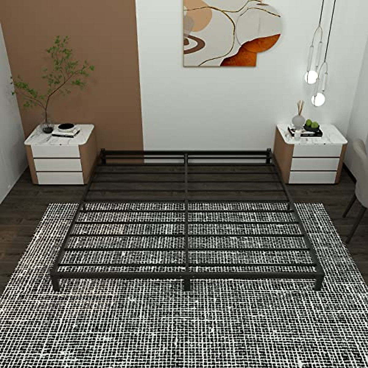 LUKIROYAL Sturdy Low Bed Frame Full- Metal 7-Inch Platform Base with Steel Slats - Easy Assembly, Noise-Free, No Box Spring Needed - Non-Slip - Black