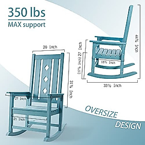 EFURDEN Rocking Chair, Weather Resistant Poly Lumber Rocking Chair for Adults, Smooth Rocker for Indoor and Outdoor, 350lbs Load (Blue)