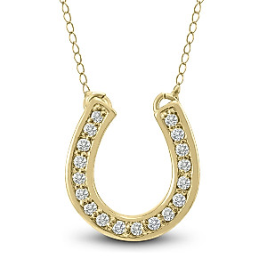 SZUL 14k Yellow Gold Diamond HorseShoe Pendant