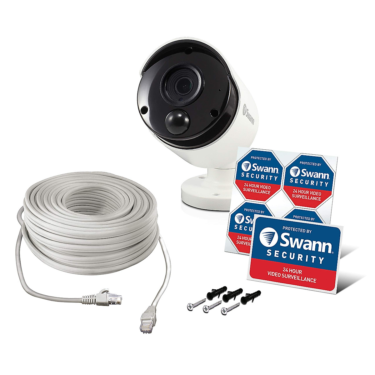 Swann Wired PIR Bullet Security Camera, 4K Ultra HD Surveillance Cam with Color Night Vision, Indoor/Outdoor, Thermal, Heat & Motion Sensing, Audio Monitoring, Add to NVR with PoE, SWNHD-885MSB