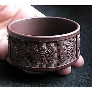 Yxhupot 2pcs Teacup 80ml Chinese Yixing Clay Zisha Cup Fu Luck Happy (dark zini)