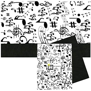 Tissue Paper Printed Designs and Matching Solid Tissue for Coordinating Gift Wrapping 24 Sheets 20" X 30" (Music Black)