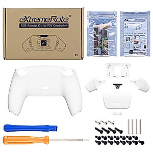eXtremeRate White Back Paddles Programable Rise 2.0 Remap Kit for PS5 Controller, Upgrade Board & Redesigned Back Shell & Back Buttons Attachment for PS5 Controller - Controller NOT Included