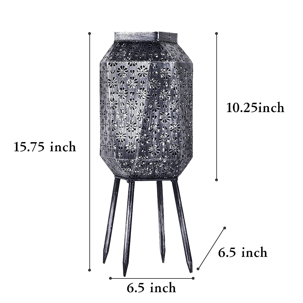 MicDecor 2 PackWrought Iron Solar Palace Lanterns in The Garden, Solar Lights in The Lakeside (Silver)