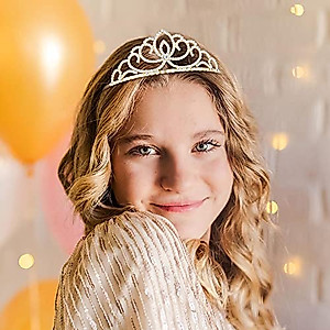 FASOTY Birthday Crown and Birthday Girl Sash Birthday for Women Crowns Tiara for Women and Birthday Sash for Women Birthday Decorations for Girls Rhinestone Crown Princess Birthday Decorations Gold