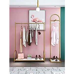 XYYXDD with Partition Clothes Rail,Dress Display Stands Women's Bedroom Clothing Rack/Gold/173 * 120Cm