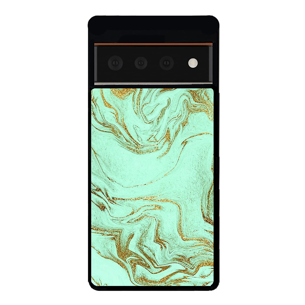 Mint Green Gold Marble Black Rubber Phone Case Compatible With Google Pixel 8 Pro, 8a, 8, 7a, 7, Pixel 7 Pro, 6a, Pixel 6 Pro, 6, Pixel 5, 4a 5G, 4a 4G, 4, 4 XL, 3a, 3a XL, 3, 3 XL, 2 XL, 2