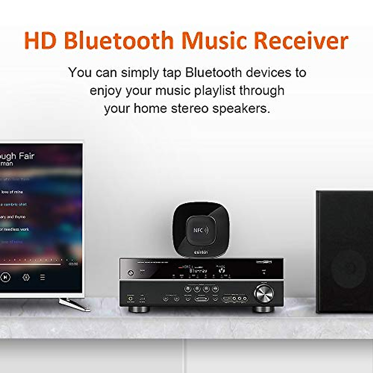 Esinkin Bluetooth Receiver Wireless Audio Adapter 4.0（NFC-Enabled） for HD Music Stereo Sound System