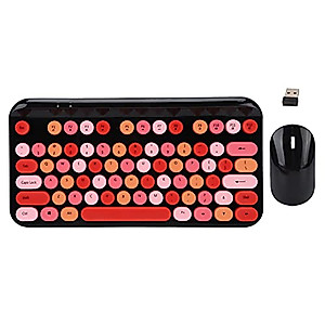 Wireless Keyboard and Mouse Combo, 2.4 GHz USB Keyboard Mouse, 75 Keys Full Size Gaming Keyboard, 1600 DPI 3 Keys Mouse, for Desktop, PC, Laptop(Red Black)