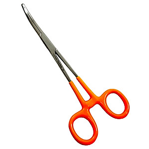 Premium German Stainless 6 1/2" Hemostat Forceps clamp w/Vinyl Grip,Curved Jaw Instrument (Cynamed Brand)