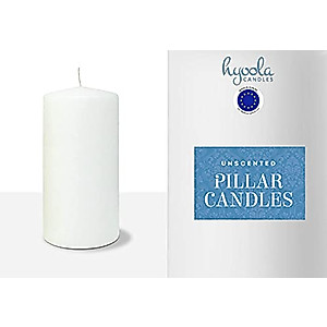 Hyoola White Pillar Candles 4x8 Inch - Unscented Pillar Candles - 2-Pack - European Made