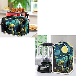 Jndtueit Van Gogh Bread Toaster Oven Cloth Cover, Mushroom Moon Blender Cover Toaster Protection, Blue Starry Night Appliance Accessories