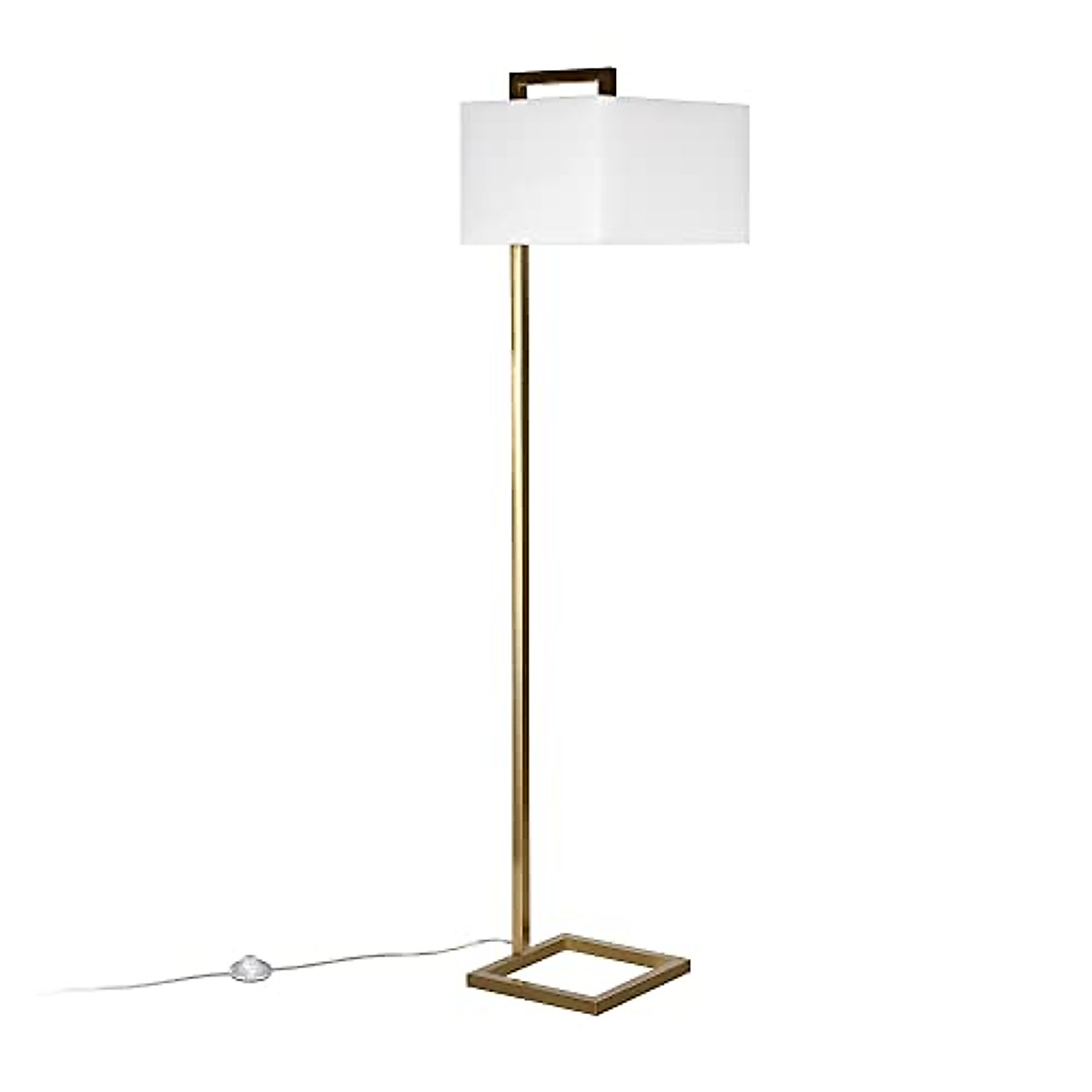 Grayson 68" Tall Floor Lamp with Fabric Shade in Brass/White