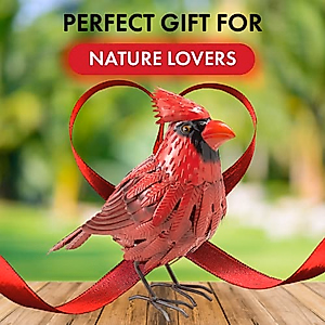 Cardinal Statue Metal Bird Yard Art, Garden Yard Sculpture Art- Red Large Realistic Standing - Outdoor Fall, Winter, Spring, Summer Decoration- Handmade Ornament Decor Mom, Sympathy