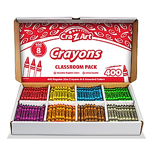 Cra-Z-art Crayon Bulk Class Pack 400ct 8 Assorted Colors, Back To School Supply List Essential, Bulk Pack for School Supply Rooms and In Class For Teachers