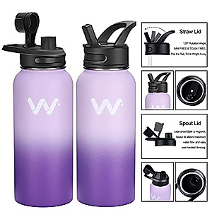 WEREWOLVES 24 oz Insulated Water Bottle With Paracord Handles & Strap & Straw Lid & Spout Lid,Reusable Wide Mouth Vacuum Stainless Steel Water Bottle for Adults (New-Lavender, 24 oz)