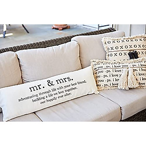 Mud Pie, Cream, Wedding Mrs. Definition Pillow, 35" x 11", 1 Count (Pack of 1)