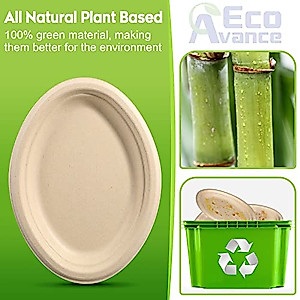 EcoAvance Oval Paper Plates Small, 7 inch Paper Plates 100 Pack, 100% Recycled Paper Plates, Natural Eco Friendly Disposable Plates, Compostable Dessert Plates, Brown Paper Plates Bulk