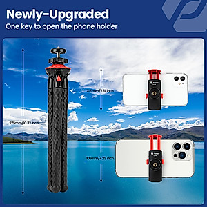 Tripod for iPhone, Fotopro Flexible Camera Tripod with Remote for iPhone 15, Waterproof and Anti-Crack Phone Tripod Stand Portable Travel Tripod for Live Streaming Vlogging Video