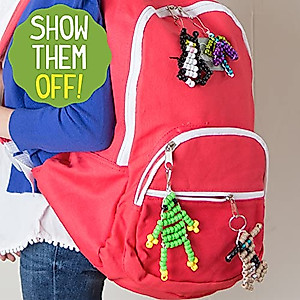 Made By Me Create Your Own Bead Pets, Includes Over 640 Beads, Lanyard Clips, Keyrings, & Storage Box, Create Your Own Backpack Keychain Kit, DIY Bead Art Crafts for Kids & Beginners