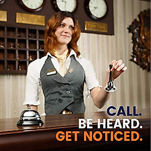 [4 Pack] Call Bell with Handle and Counter Bell - Silver Desk Bells, Stainless Steel Hand Bell, Loud Ring for Elderly, Doorbell, Hotel Reception, Restaurant, Kitchen, Store, School, Teacher