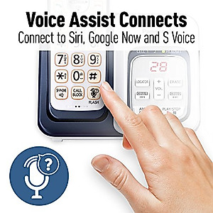 Panasonic Expandable Cordless Phone System with Link2Cell Bluetooth, Voice Assistant, Answering Machine and Call Blocking - 3 Cordless Handsets - KX-TGD563A (Navy Blue/White)