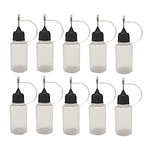 AKOAK 12 Pcs Plastic Squeezable Tip Applicator Bottle,Dropper Bottles with Needle Tip Caps for Glue/Liquid/Oil,Capacity 30ml (Black cap)