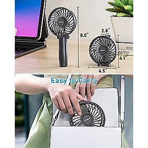 TriPole Handheld Fan Rechargeable 4800mAh Battery Operated Fan Powerful Mini Fan Portable 3 Speeds Small Personal Fan Desk Fan for Travel Kids Boys Girls Men Women, 6-21H Working, Black