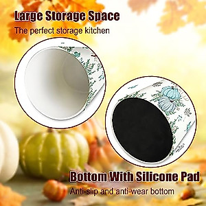 Thanksging Fall Utensil Holder Ceramic, Blue Utensil Holder for Kitchen Counter Countertop, Cooking Utensil Crock with Non-slip Mat, Pumpkins Farmhouse Kitchen Decor, Spatula Utensil Storage Organizer