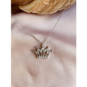 Queen Crown 925 Sterling Silver Pendant Necklace (Sterling Silver)