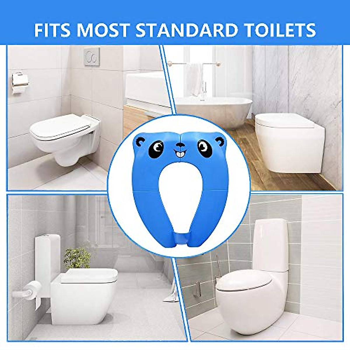 RafaLife Bath Toys - [Upgrade Splash Guard - Stable] Portable Toilet Training Seat for Toddlers, Boys & Girls. Folding Travel Potty Seat. Extra Stable, Powerful and Safe, with Handy Carry Bag (Blue)