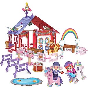 PINXIES Unicorn Barn | Build-Your-Own Magical Animals Farm Play Set, Kids 3D Puzzle Toy - STEM Girl Toys Ages 6-7 and Up