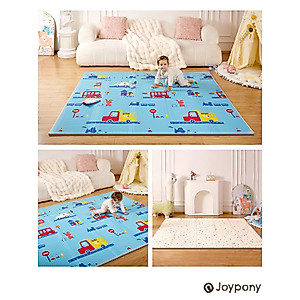 Joypony Baby Play Mat 79" X 71", Extra Large Foldable Play Mats for Babies and Toddlers, Waterproof & Anti-Slip Portable Baby Floor Mat for Tummy Time, Foam Baby Mat for Floor with Travel Bag