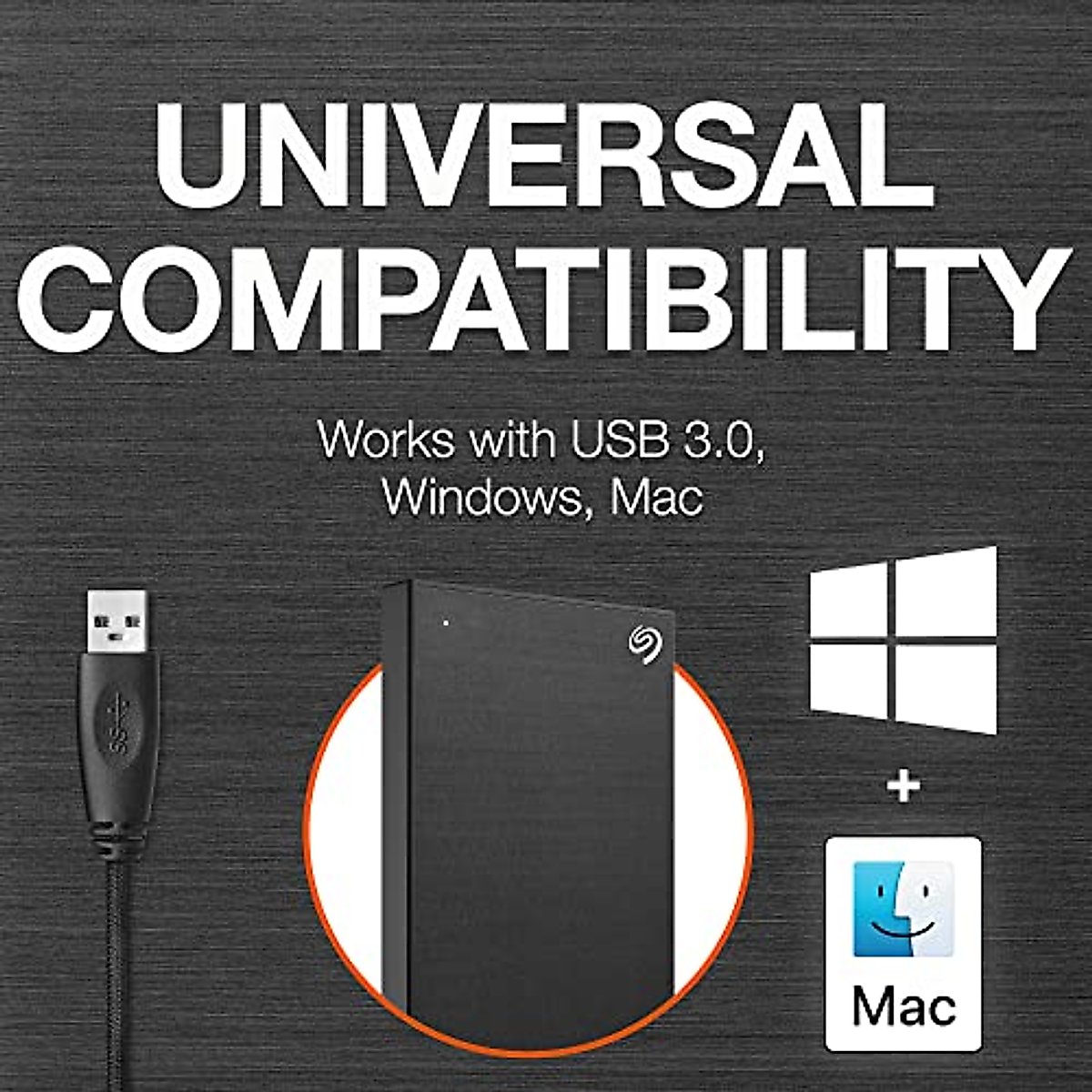 Seagate One Touch 2TB External HHD Drive with Rescue Data Recovery Services, Black (STKB2000400)