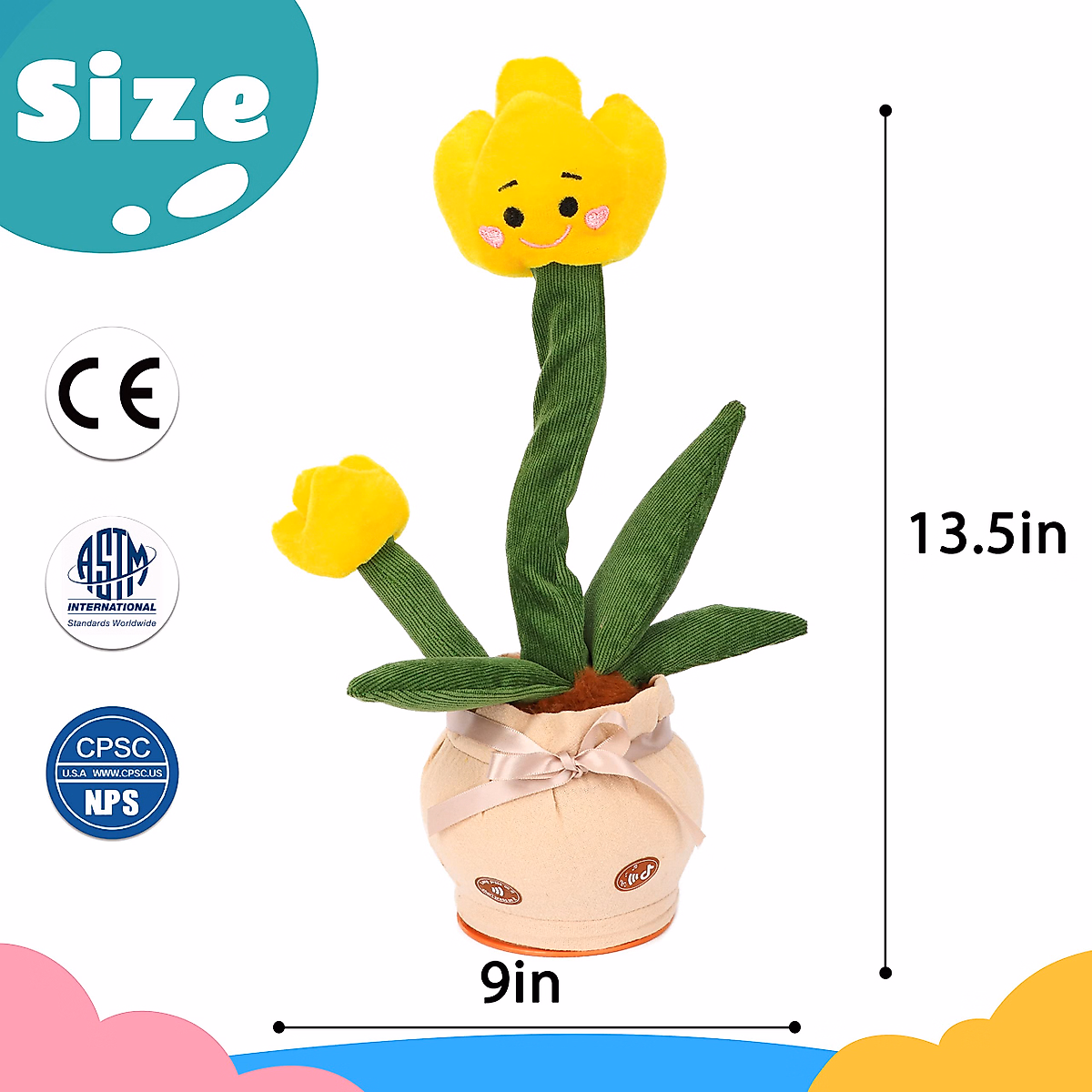 Cuteoy Talking Tulips Plush Toy Repeats What You Say Dancing Walking Mimicking Twisting Stuffed Animal Musical Electric Interative Christmas Birthday Girls Boys Flowers Gifts