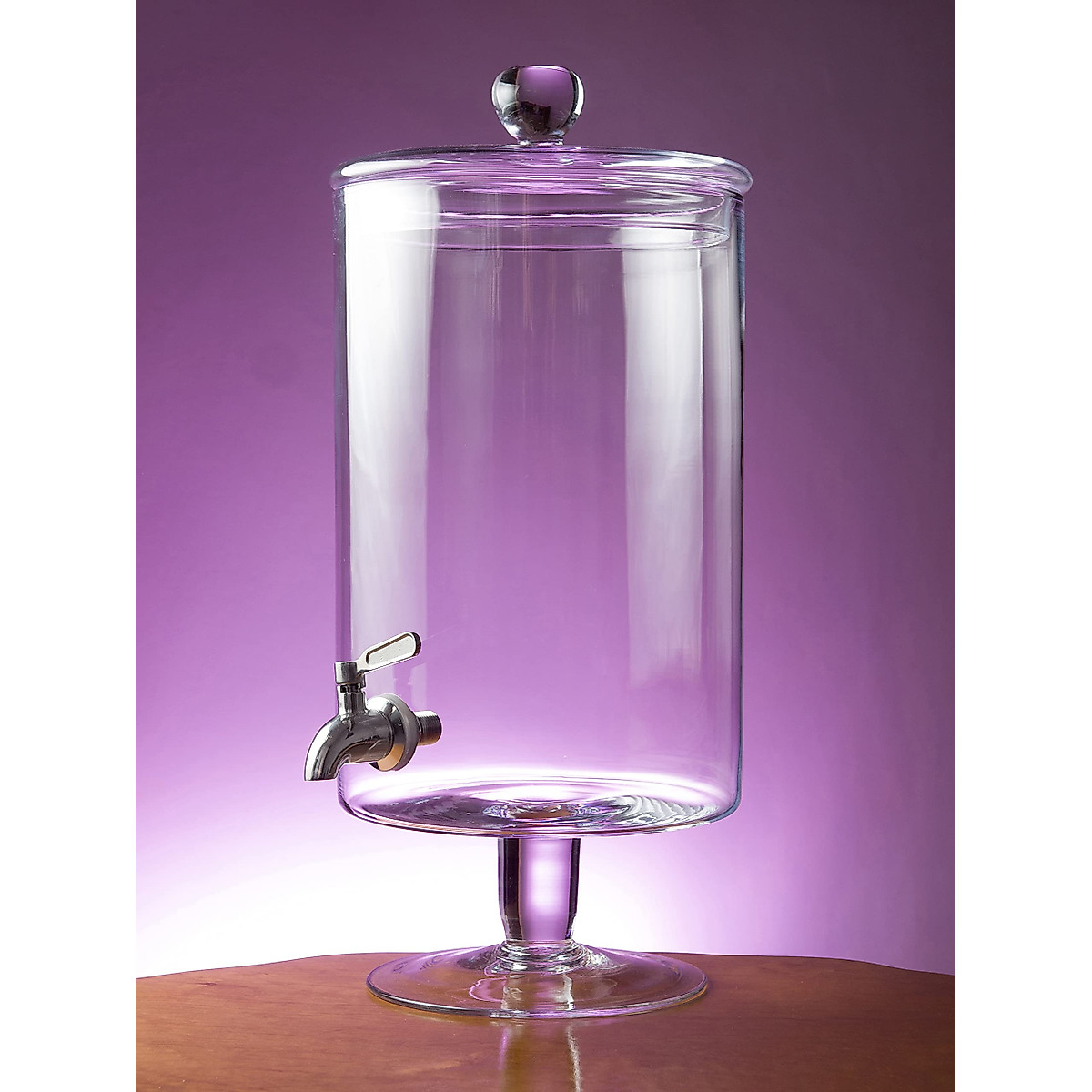 Glass - Beverage Dispenser - Cold Drink Dispencer - Iced Beverage Server -2 Gallon - 7.5 Liter (256 Fl. Oz.) - with Stainless Steel Spigot - Knob - - by Barski - Made in Europe