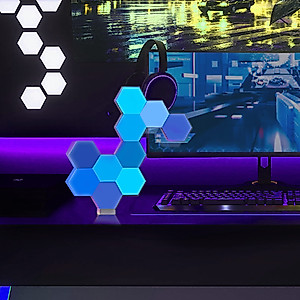 IFTHFOUR Hexagon Wall Lights, Modular, Touch-Sensitive and Remote-Controlled DIY Colorful LED Lamp with USB-Power, Used in Bedroom Living Room Game Room Party Decoration