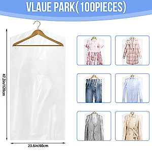 25 Pack Dry Cleaning Bags for Clothes, 60x120 cm Dry Cleaner Bags Plastic Clear, Dust-proof Plastic Garment Bags for Hanging Clothes, Home Storage, Travel, Moving