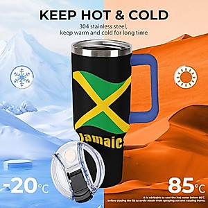 Jamaican Flag 40 Oz Tumbler Insulated Stainless Steel Water Bottle Travel Mug Car Cup with Handle And Straw